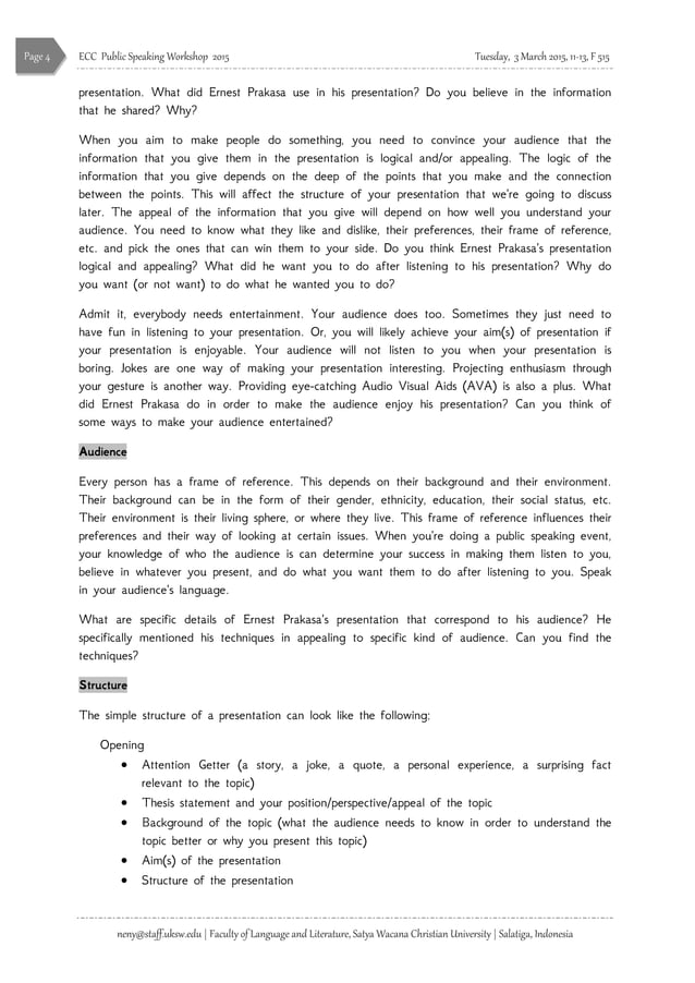 Public Speaking - handout | PDF