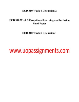 ECD 310 Entire Course NEW | DOCX