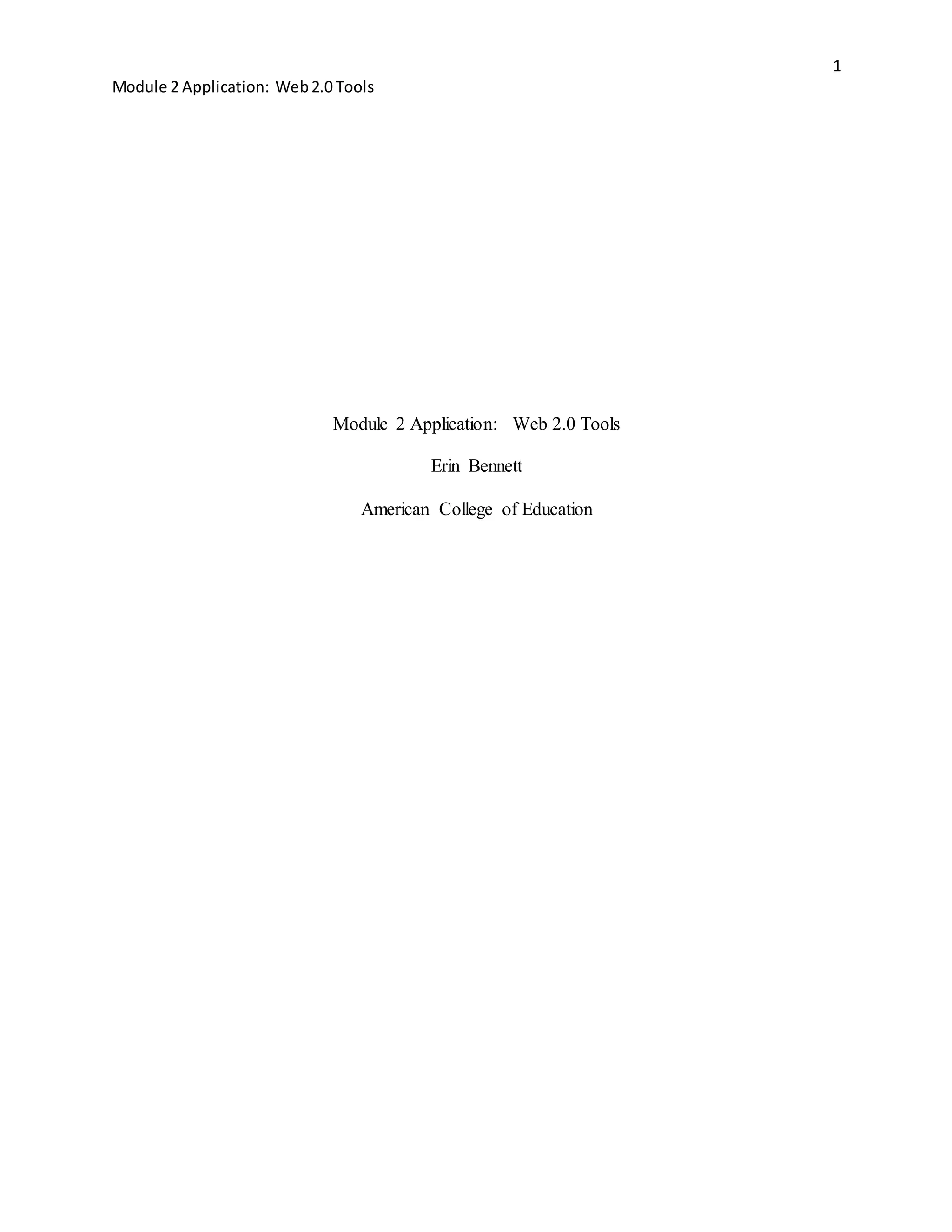 Module 2 Application Web 2.0 Erin Bennett | PDF