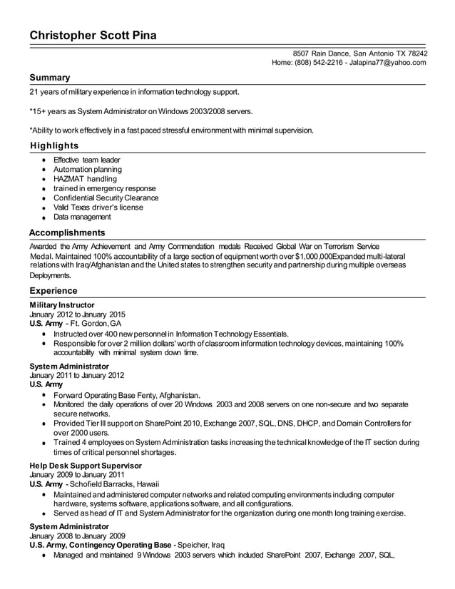 Christopher Scott Pina Resume word | PDF