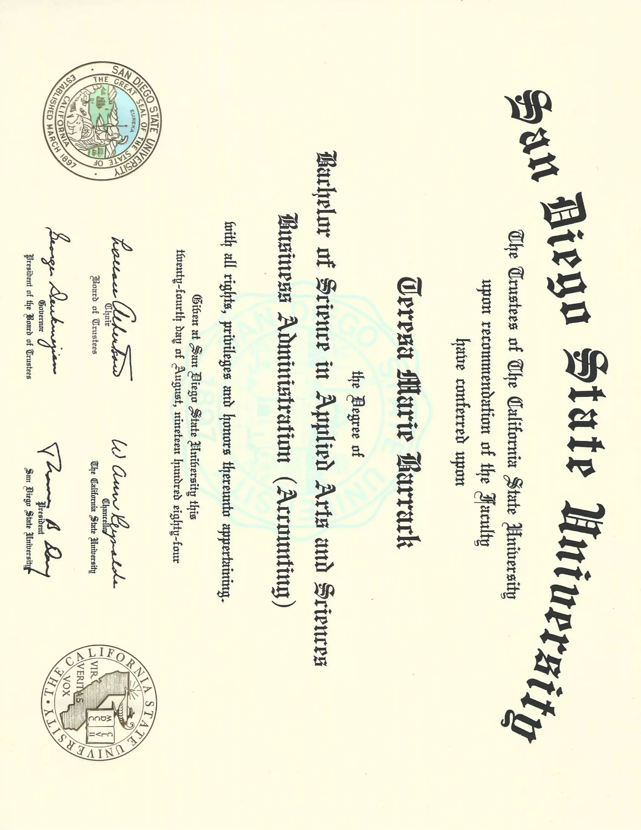 San Diego State University Diploma | PDF