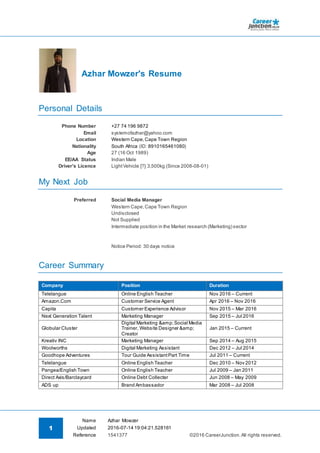 Azhar Mowzer's CV (2) | DOCX