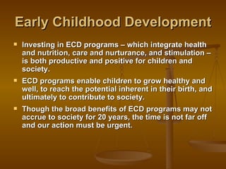 Early Childhood Development: Emerging Concepts II - The Place of the ...