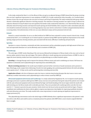 Various Allied Therapies for Treatment of Oral Submucous Fibrosis | PDF