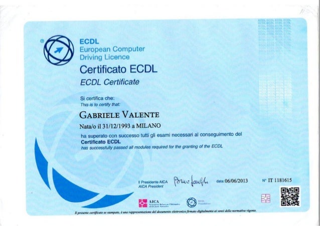 Ecdl certificate