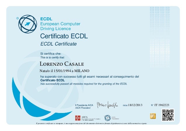Certificato ECDL Core - Lorenzo Casale