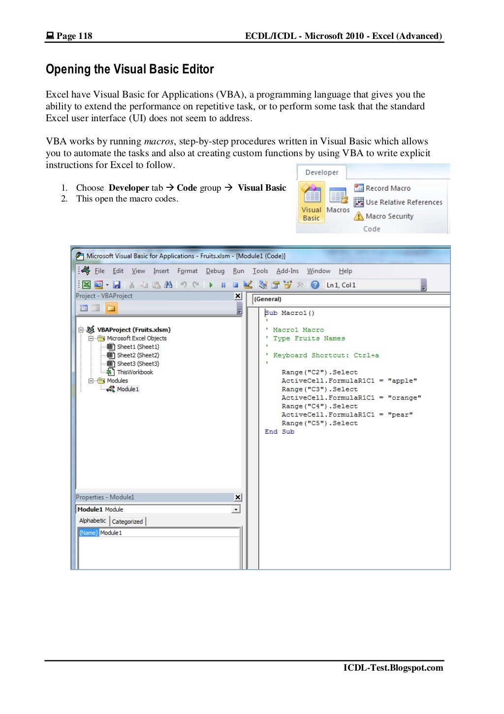 ICDL Advanced Excel 2010 - Tutorial
