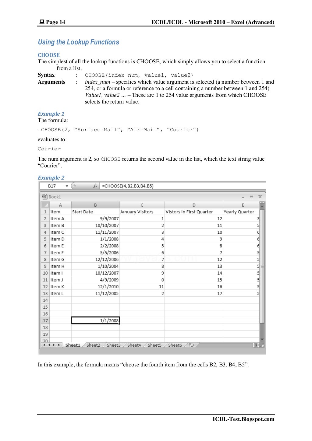 ICDL Advanced Excel 2010 - Tutorial
