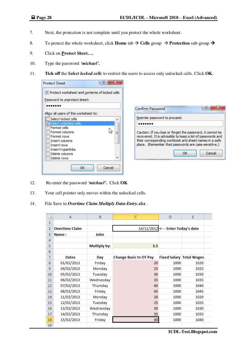 ICDL Advanced Excel 2010 - Tutorial