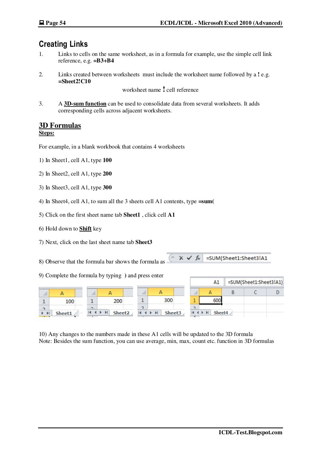 ICDL Advanced Excel 2010 - Tutorial