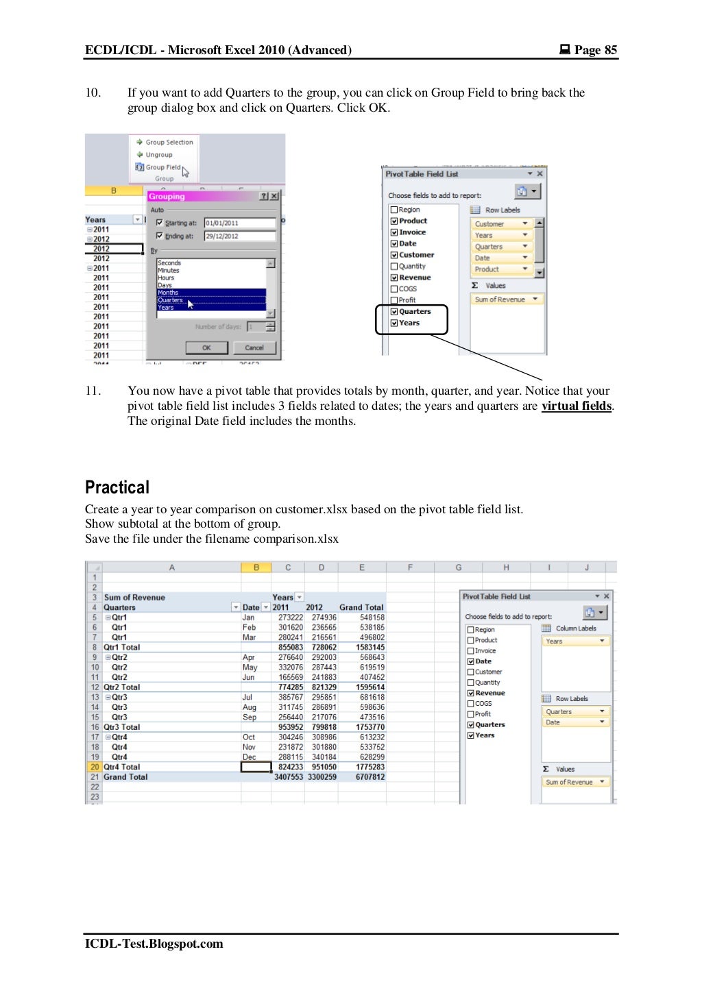 ICDL Advanced Excel 2010 - Tutorial