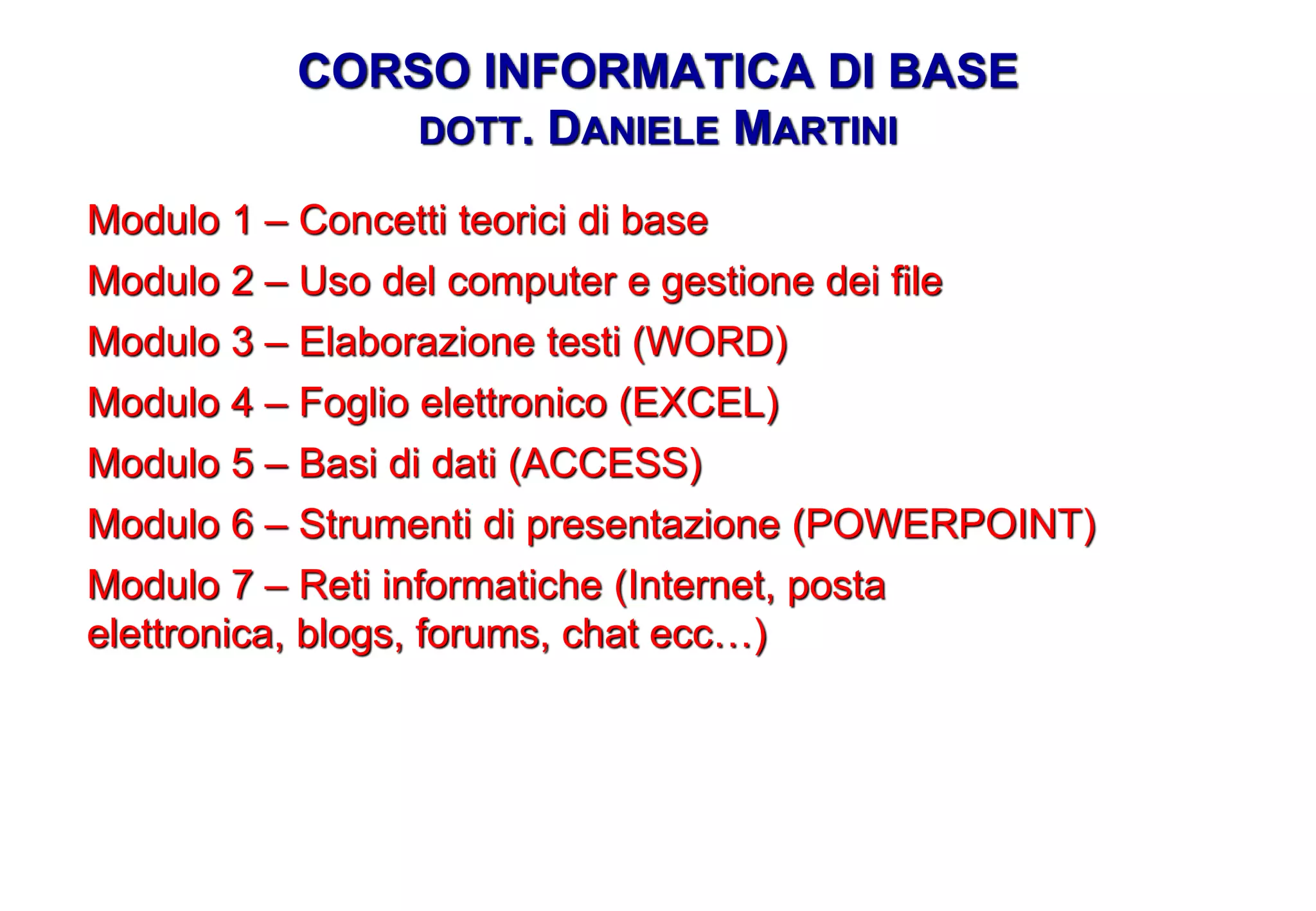 Ecdl Modulo 1 Concetti teorici di base | PDF