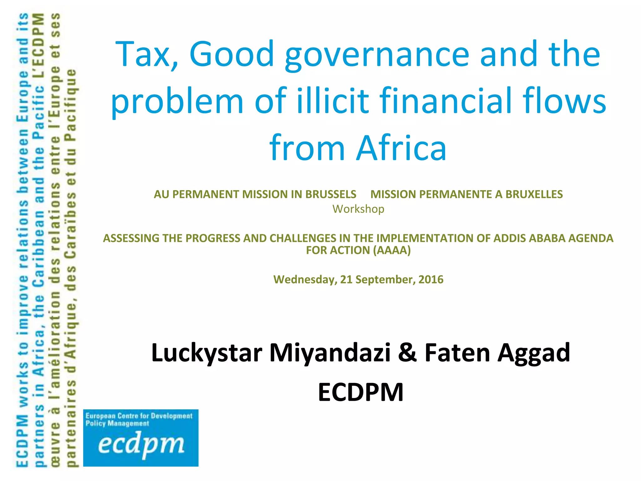 Tax, Good governance and the problem of illicit financial flows from ...