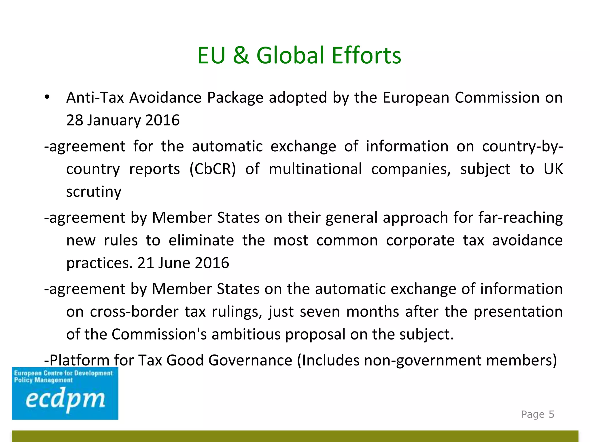 Tax, Good governance and the problem of illicit financial flows from ...