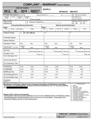Complaint - Warrant Reynaldo Mercado West New York 2 | PDF