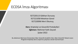 Ecdsa i̇mza algoritması | PPTX