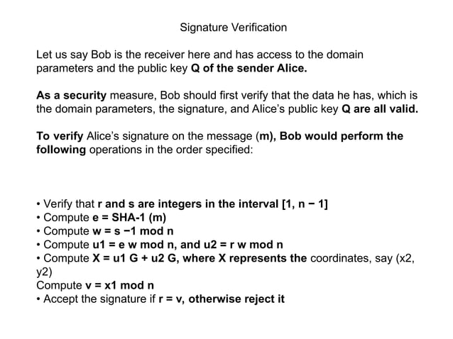 Elliptic Curve Digital Signature Algorithm Ecdsappt