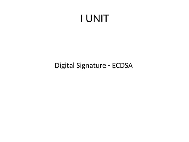 Elliptic Curve Digital Signature Algorithm Ecdsappt