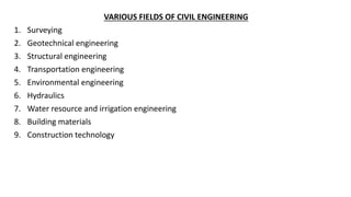 ELEMENTS OF CIVIL ENGINEERING AND ENGINEERING MECHANICS PART-1 | PPTX