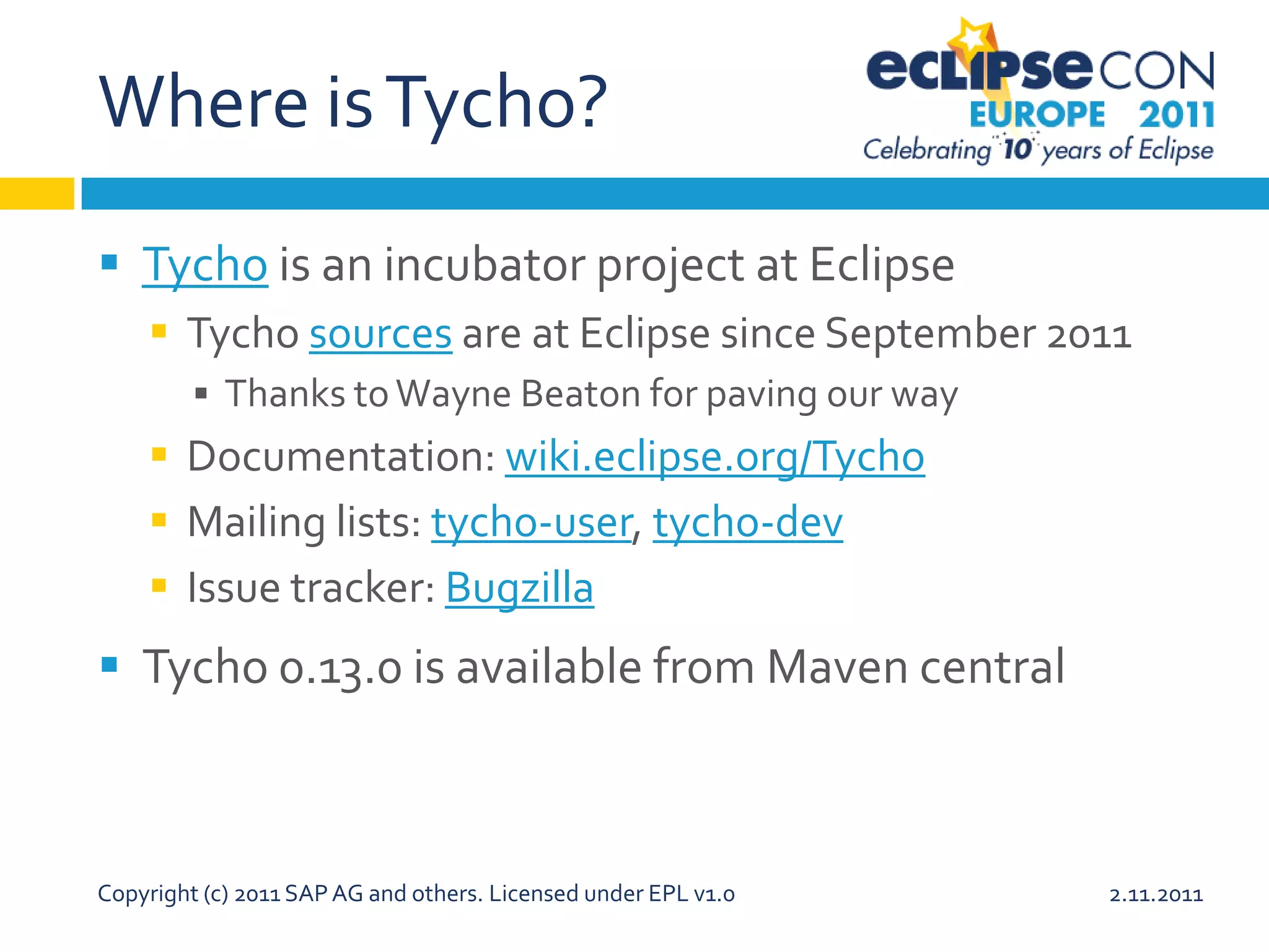Building Eclipse Plugins and RCP applications with Tycho | PPT