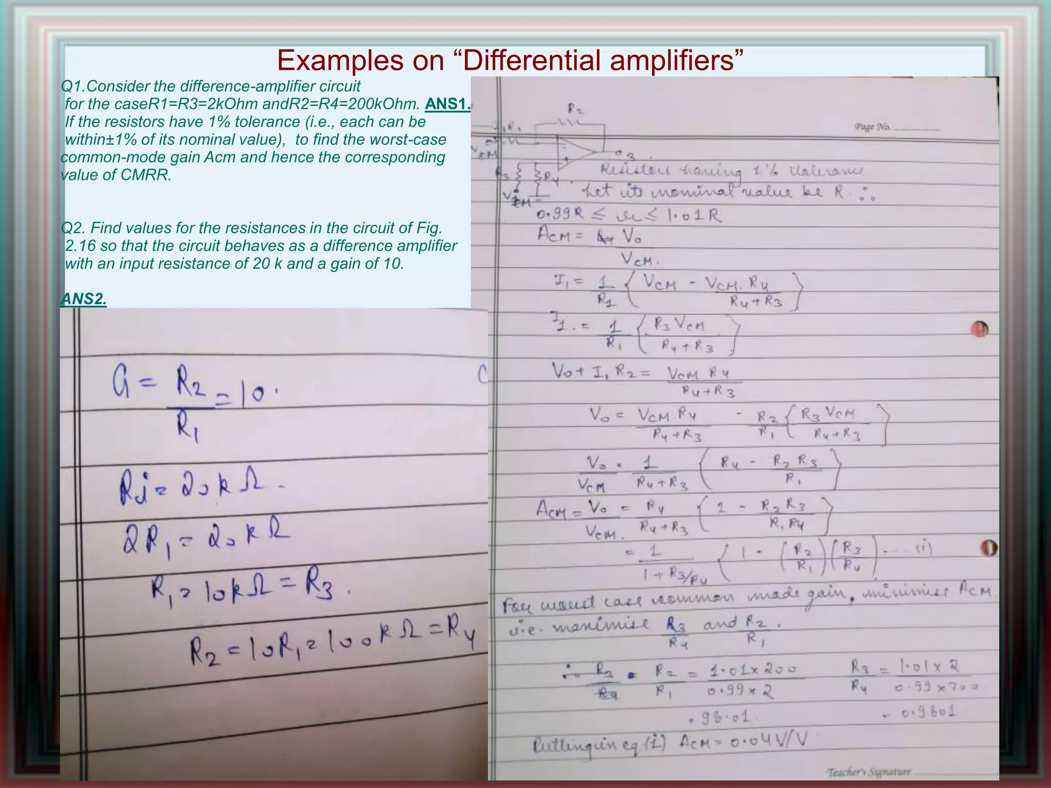 OPERATIONAL AMPLIFIERS, DIFFERENTIAL, NON-INVERTING AND INSTRUMENTATIONAL AMPLIFIERS WITH THEORY ...