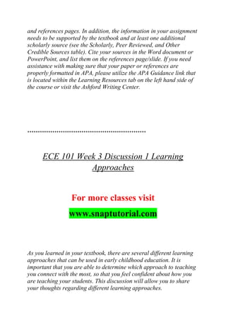 Ece 101 Education Specialist-snaptutorial.com