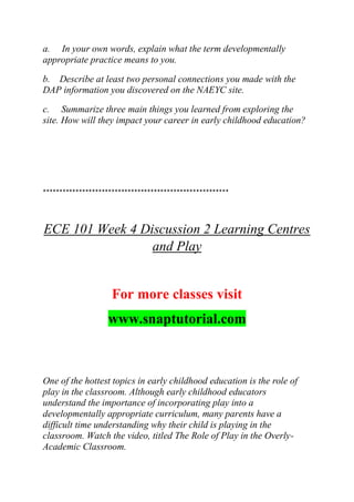 Ece 101 Education Specialist-snaptutorial.com