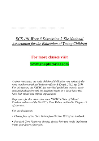 Ece 101 Education Specialist-snaptutorial.com