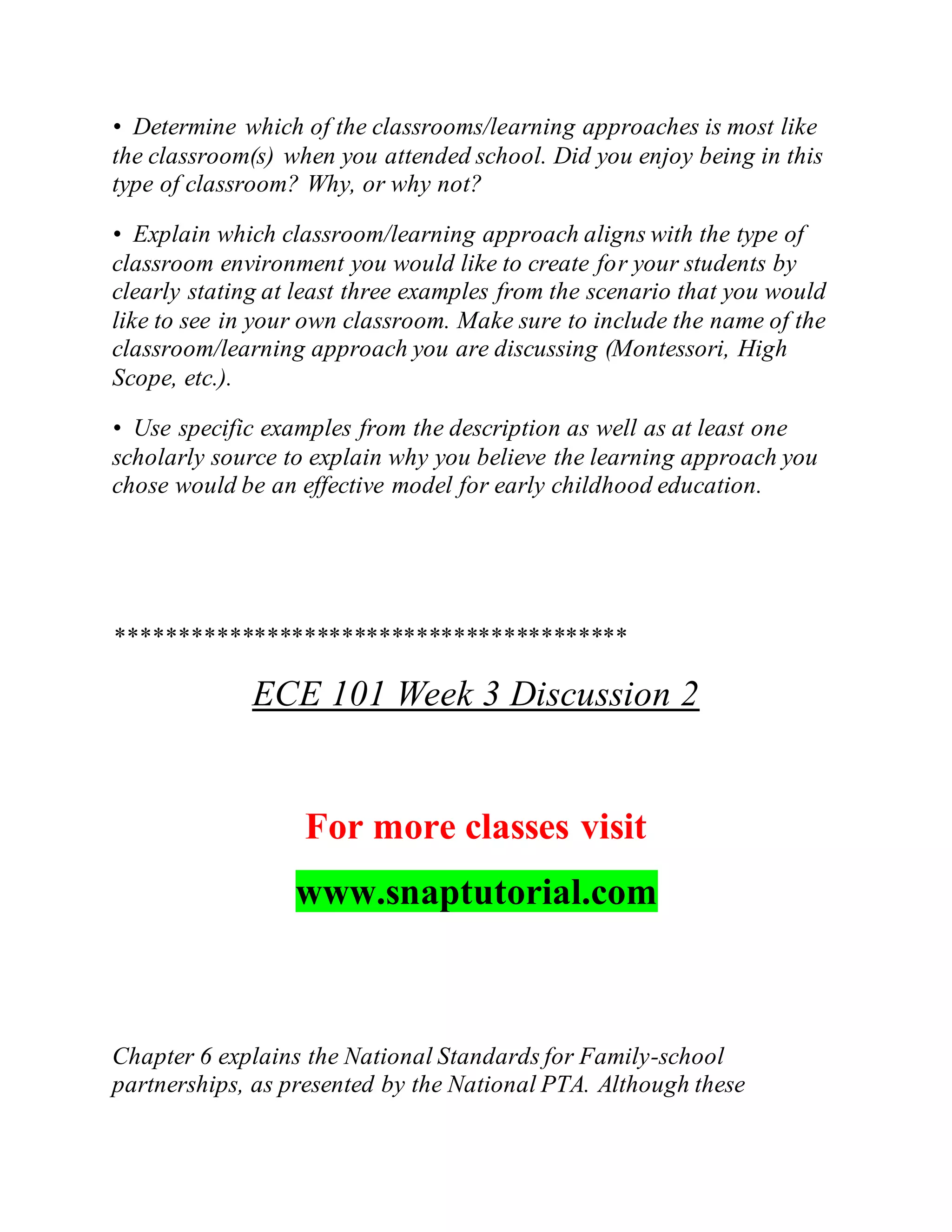 Ece 101 Education Redefined - snaptutorial.com