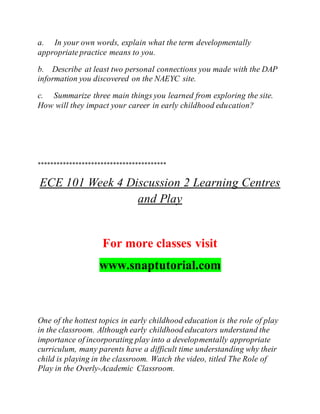 Ece 101 Education Redefined - snaptutorial.com