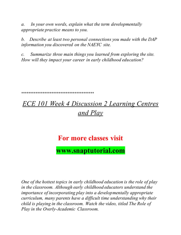 Ece 101 Education Redefined - snaptutorial.com