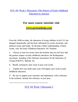 ECE 101 Success Begins /newtonhelp.com | DOCX