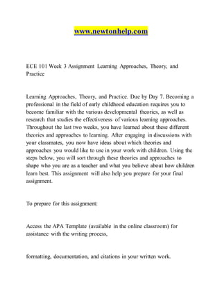 ECE 101 Success Begins /newtonhelp.com | DOCX