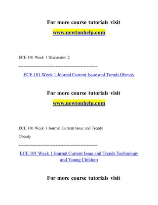 ECE 101 Success Begins /newtonhelp.com | DOCX