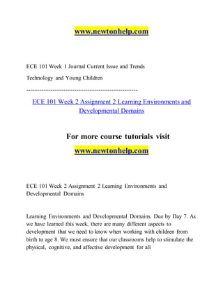 ECE 101 Success Begins /newtonhelp.com | DOCX