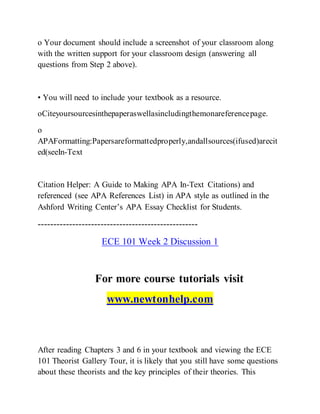 ECE 101 Success Begins /newtonhelp.com | DOCX