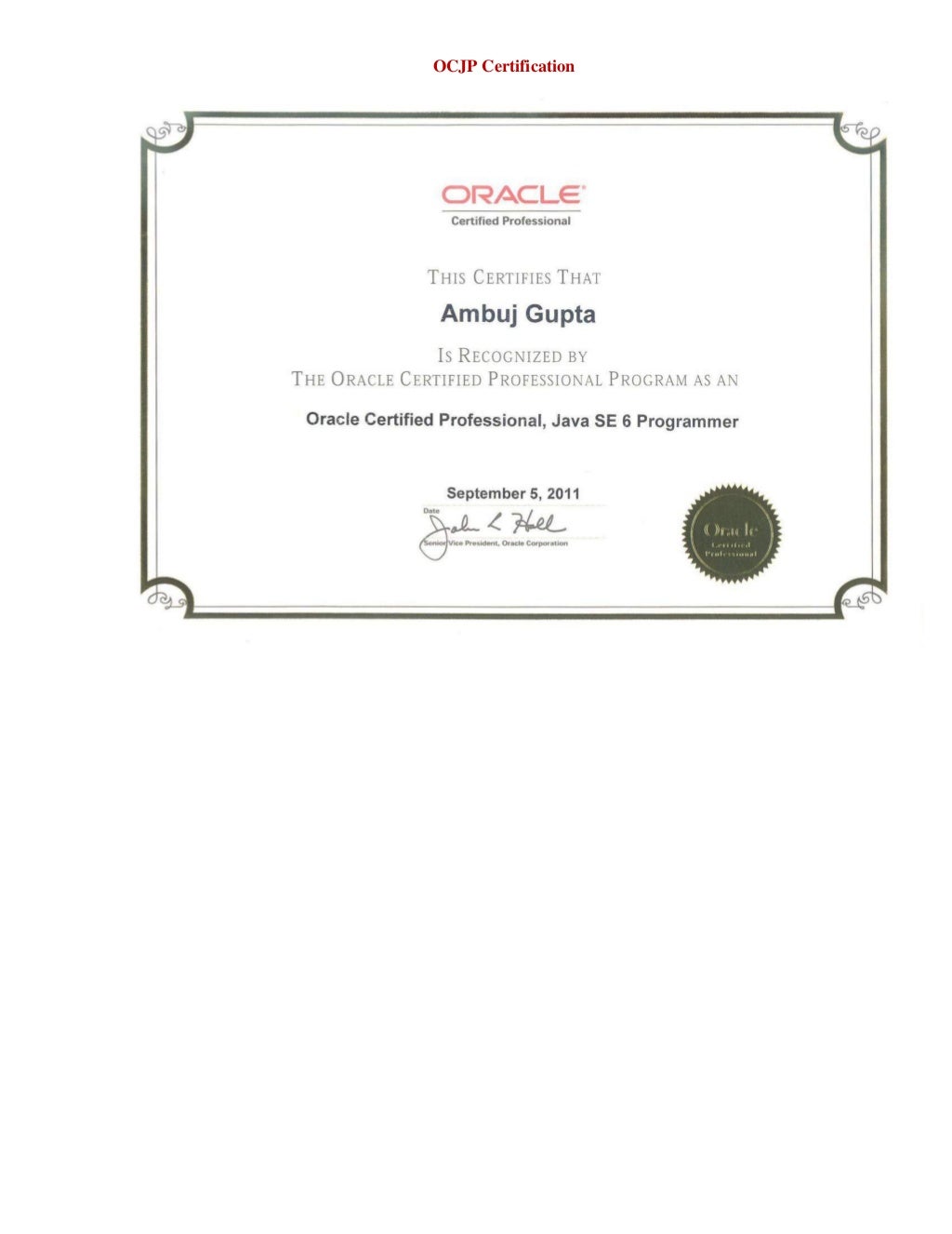 Certification & Award