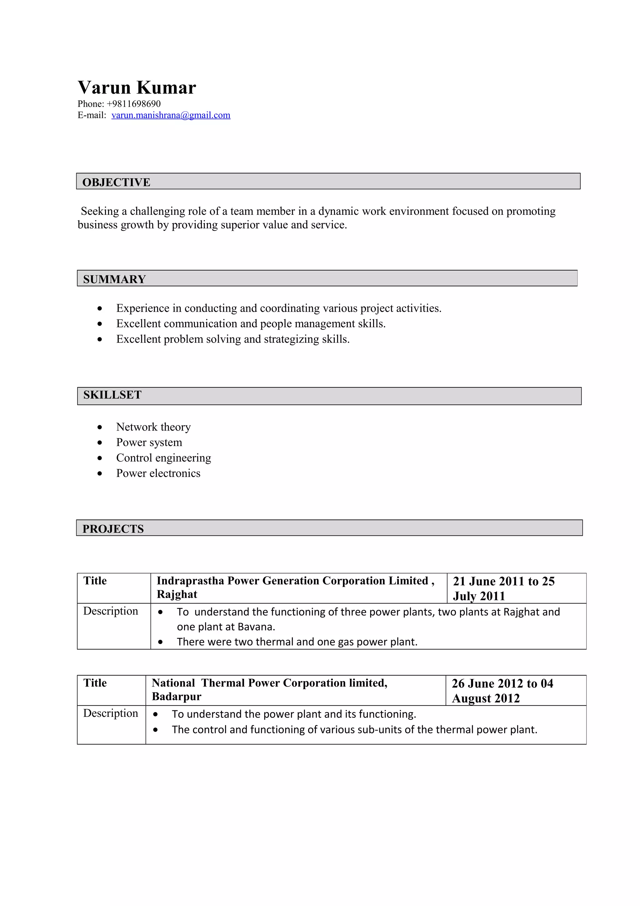 varun resume -BOLD | DOC | Science