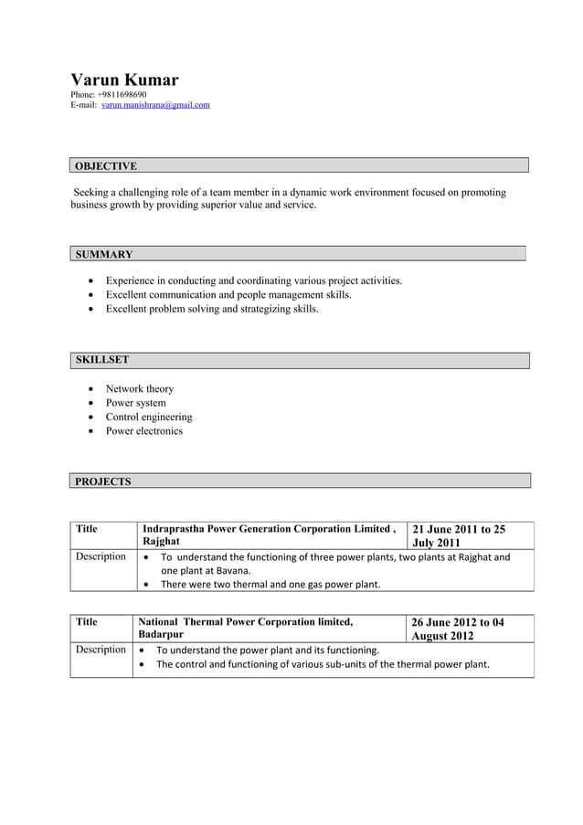 varun resume -BOLD | PDF