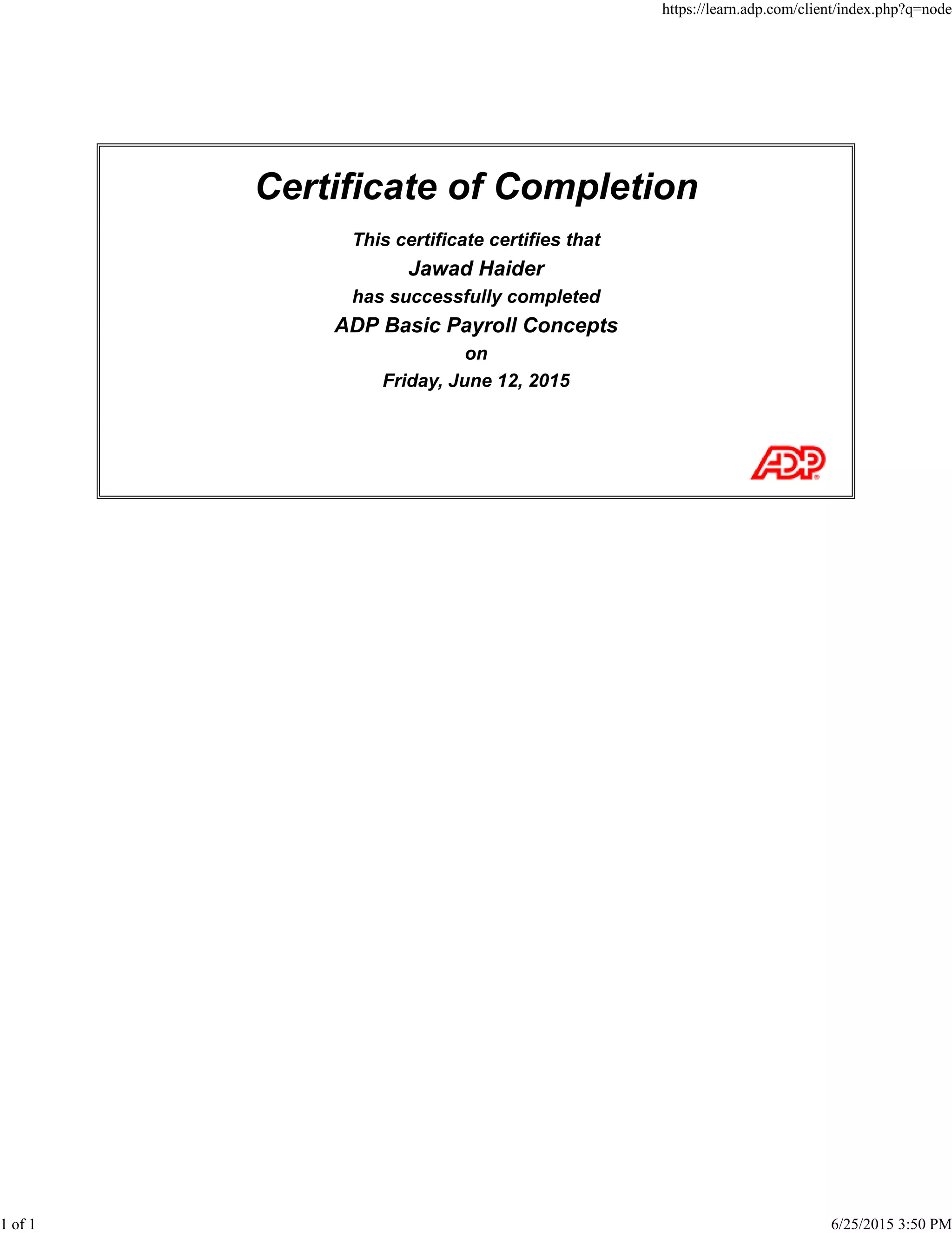ADP Basic Payroll Concepts | PDF