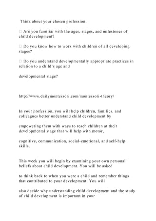 ECE 205 CHILD DEVELOPMENT WEEK ONE INSTRUCTOR GUIDANCE .docx