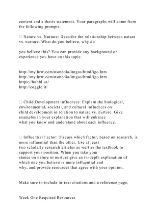 ECE 205 CHILD DEVELOPMENT WEEK ONE INSTRUCTOR GUIDANCE .docx