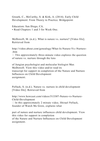 ECE 205 CHILD DEVELOPMENT WEEK ONE INSTRUCTOR GUIDANCE .docx