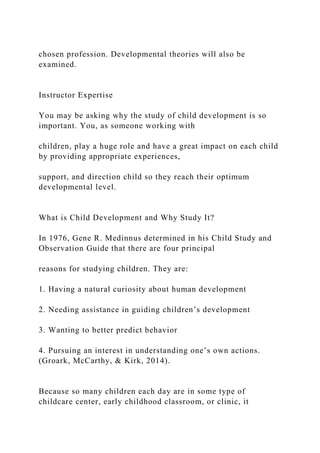 ECE 205 CHILD DEVELOPMENT WEEK ONE INSTRUCTOR GUIDANCE .docx