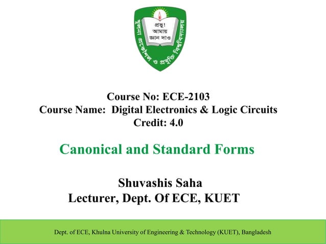 ECE 2103_L6 Boolean Algebra Canonical Forms.pptx | Free Download