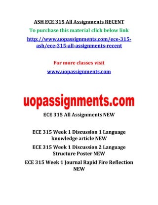 ECE 315 Entire Course NEW | PDF