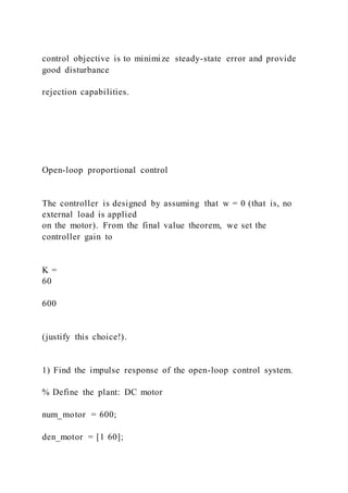 Ece 415 control systems, fall 2021 computer project 1 | DOCX | Radio Control | Hobbies & Interests