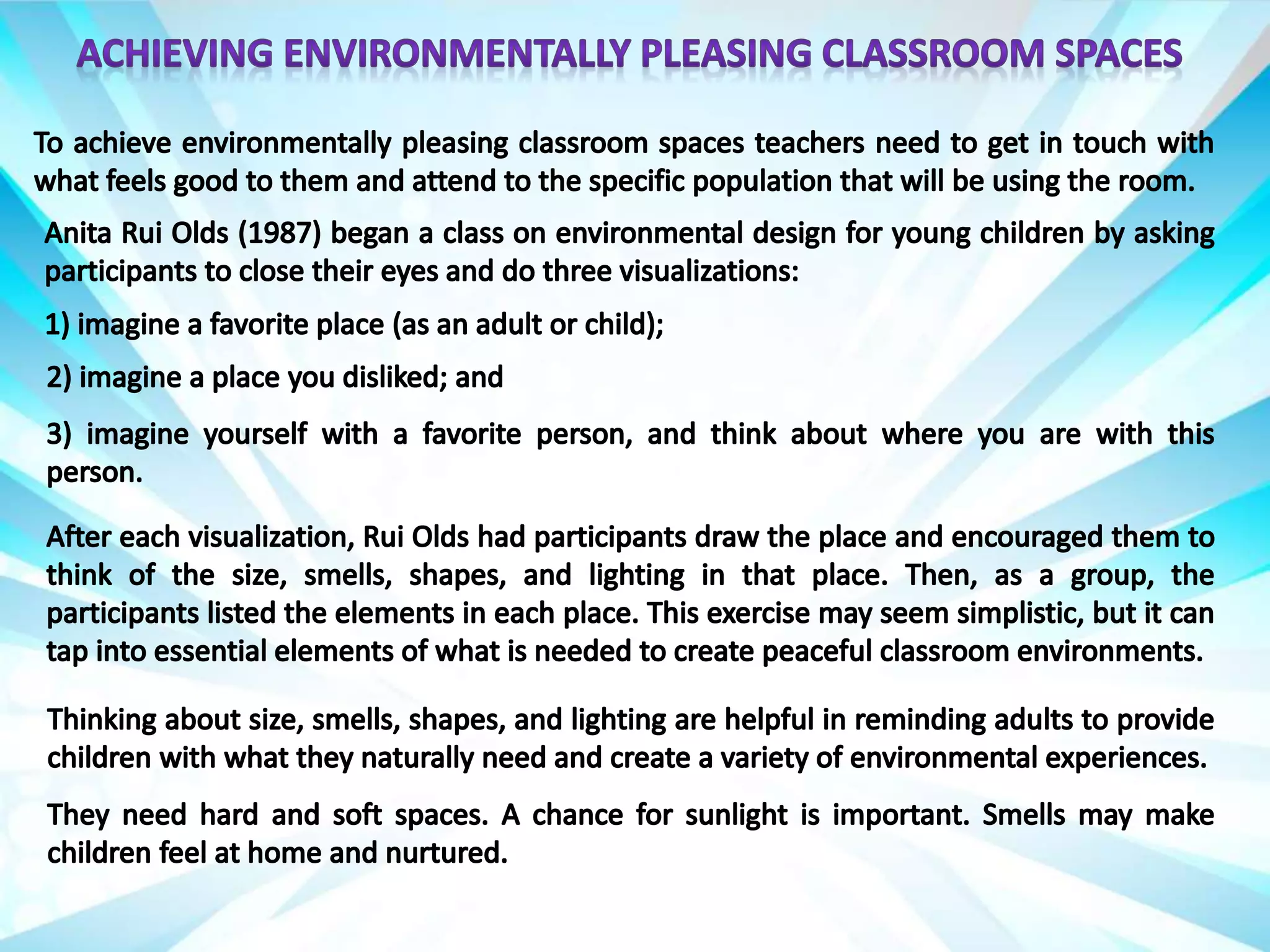 Creating Peaceful Environmental Designs for the Classroom | PPTX ...