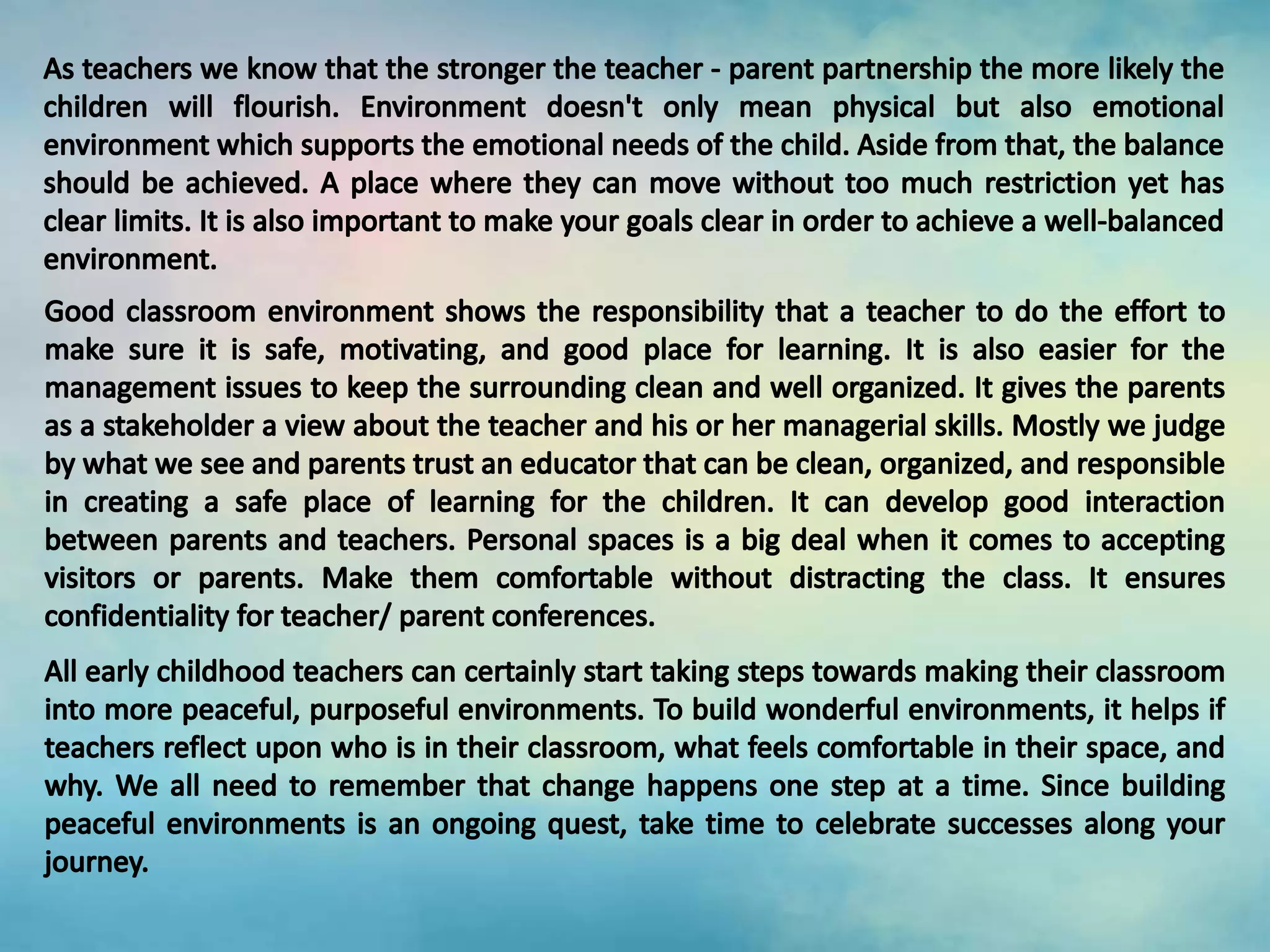 Creating Peaceful Environmental Designs for the Classroom | PPTX ...