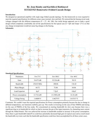 Ece523 folded cascode design | PDF